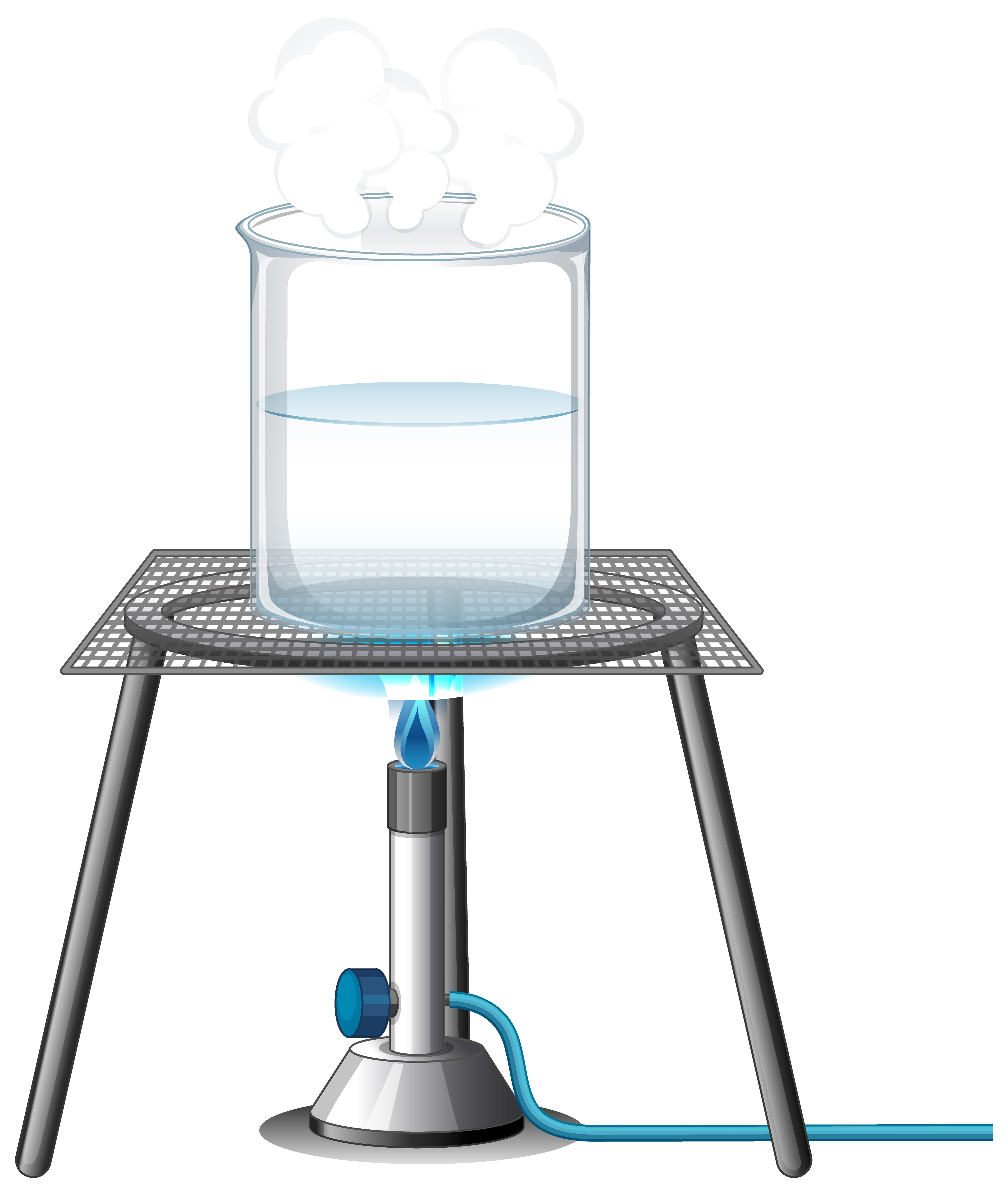 The figure below shows a Bunsen burner heating some water in a beaker ...