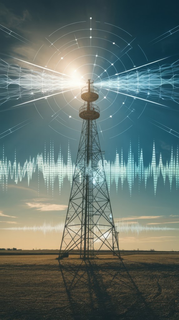 The simplified diagram to show radio waves from a transmitter moving ...